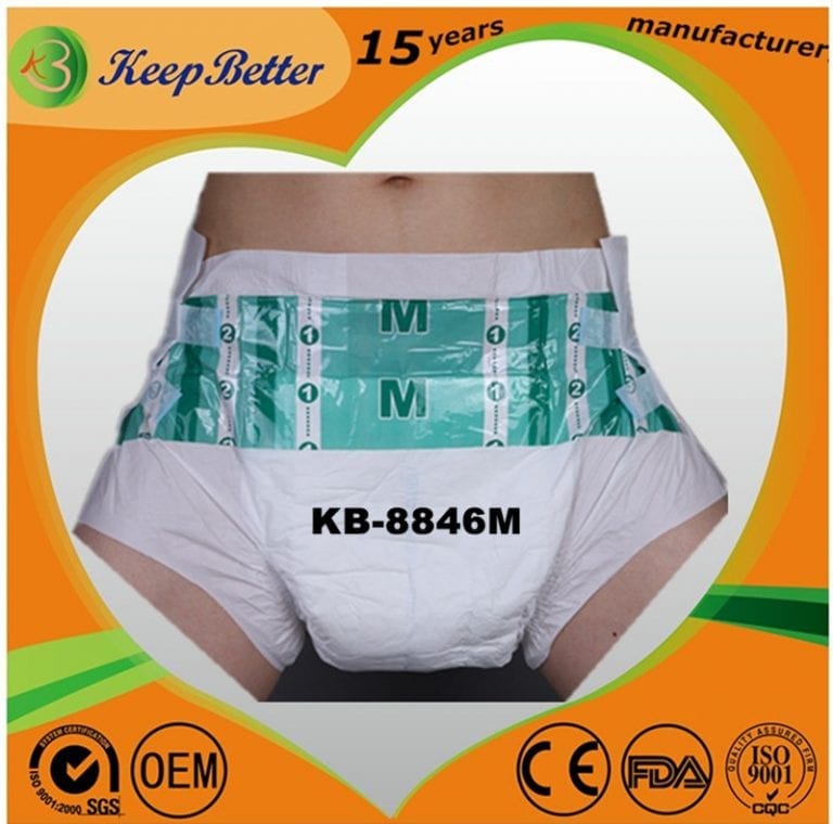 Xl Adult Diaper Briefs Pe Waterproof Backsheet With Pp Refastenable
