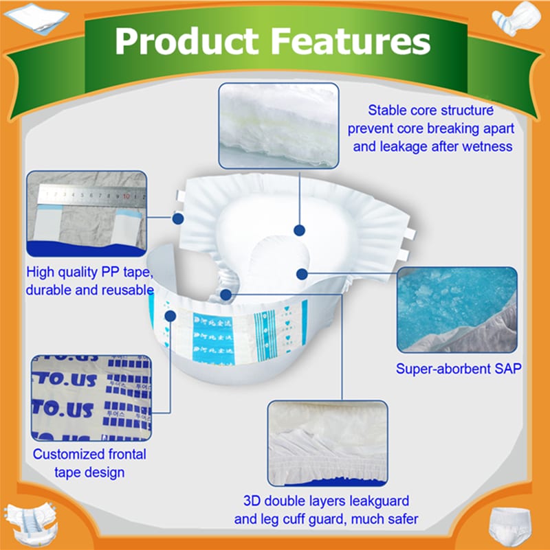 Blue Plastic Thick Super Absorbent Adult Diapers for Adults Health ...